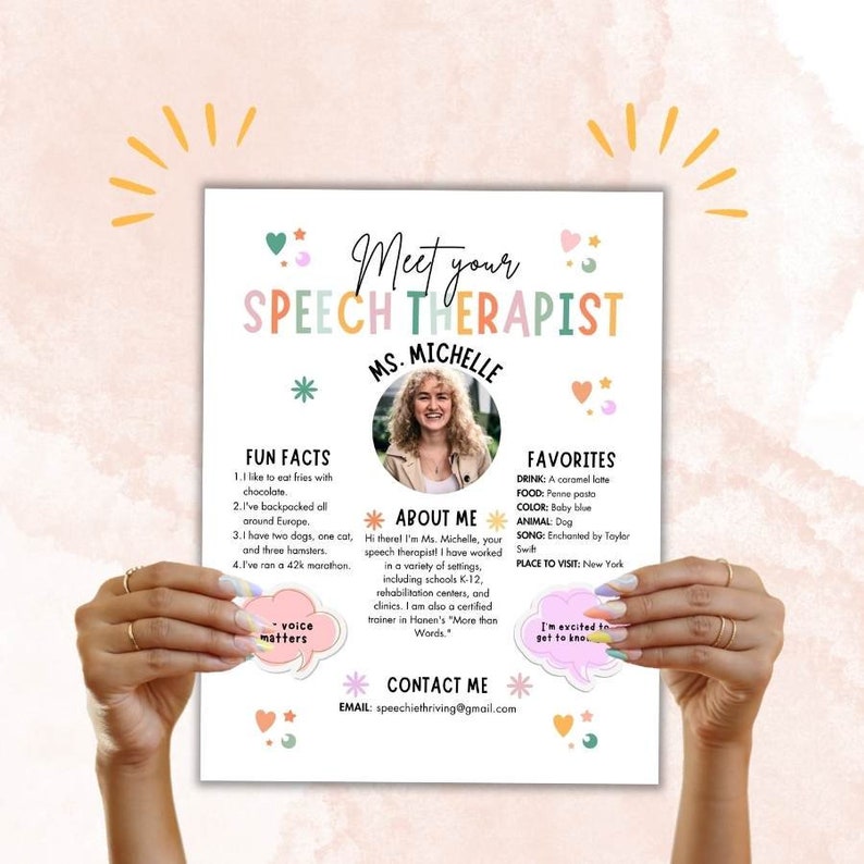Colorful Meet the SLP Canva Template, Canva Editable Template ...