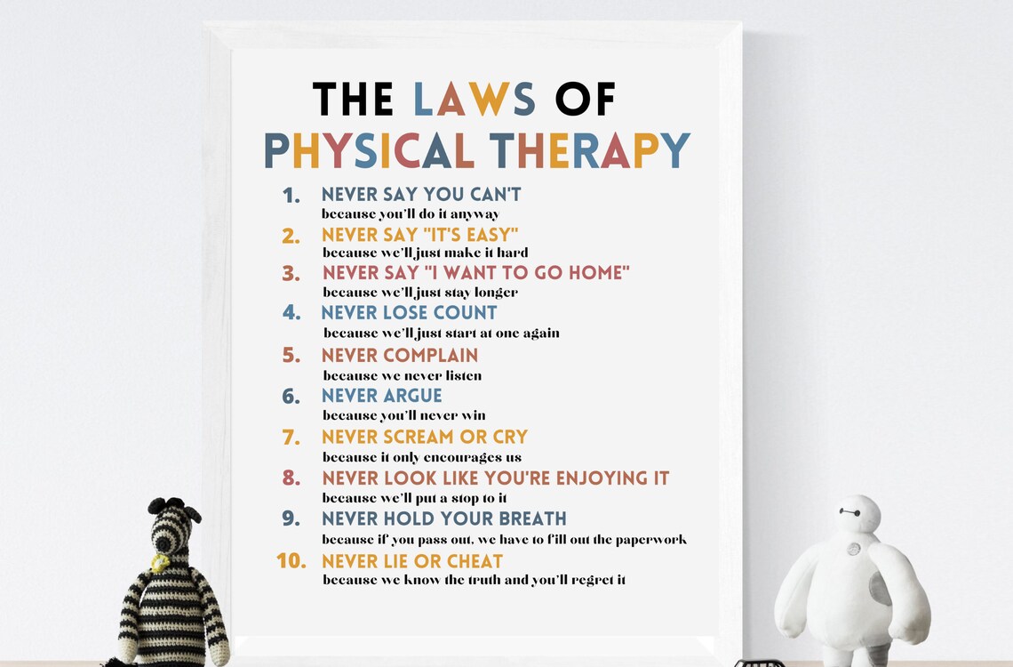 Physical Therapy Poster, the Laws of Physical Therapy, Physical Therapy ...