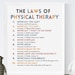 Physical Therapy Poster, the Laws of Physical Therapy, Physical Therapy ...