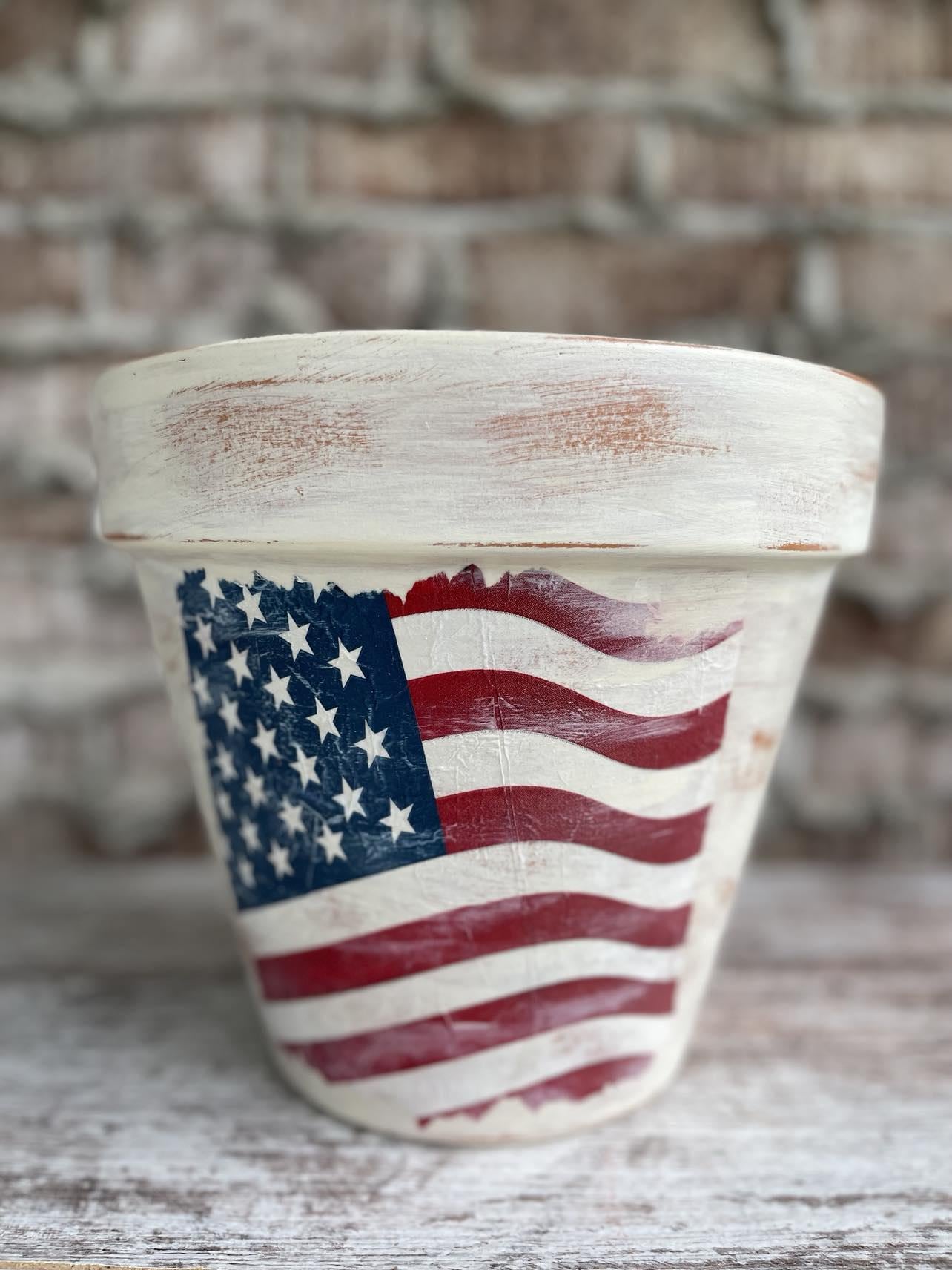 American Flag, American Flag Pot, Patriotic, Red White Blue Decor, MAGA ...