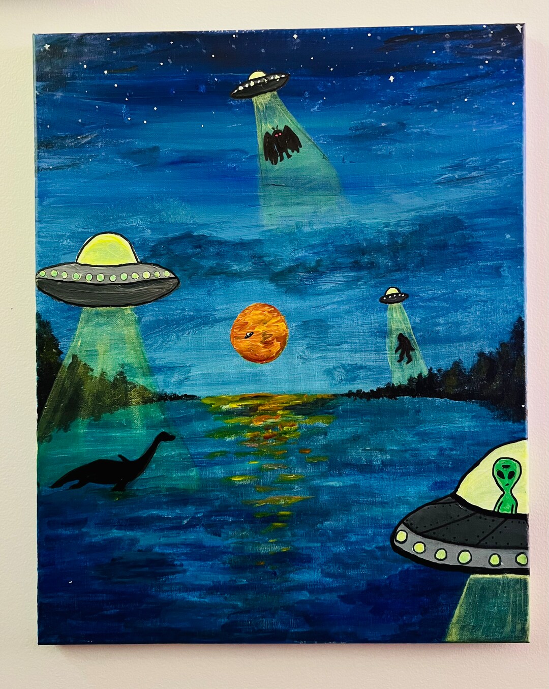 Blacklight Cryptid Acrylic Painting - Etsy