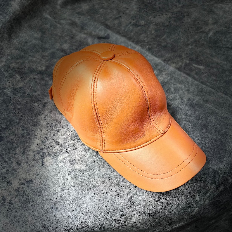 Leather Baseball Cap, Adjustable Leather Cap, Unisex Cap, Woman Leather ...