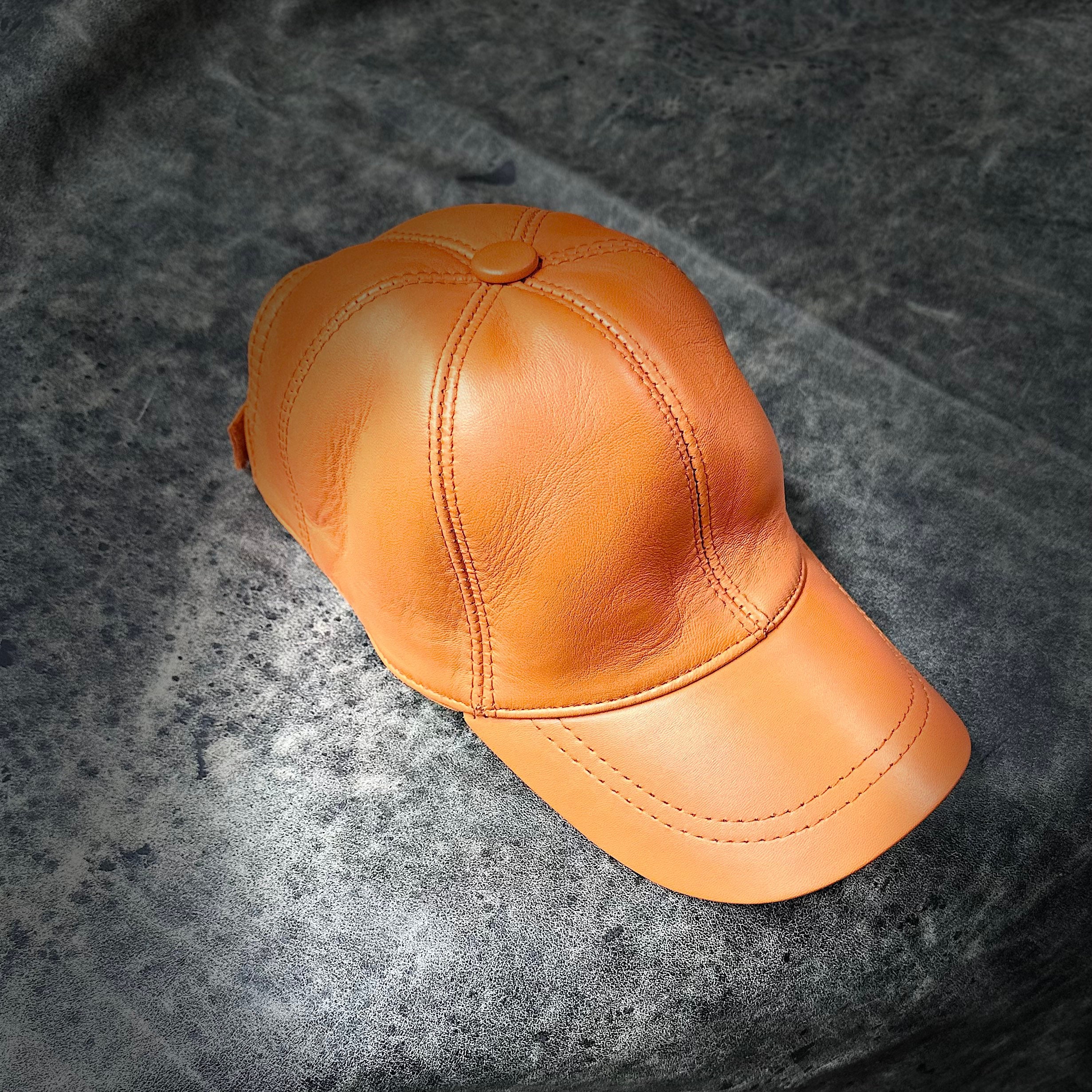 Leather Baseball Cap, Adjustable Leather Cap, Unisex Cap, Woman Leather ...