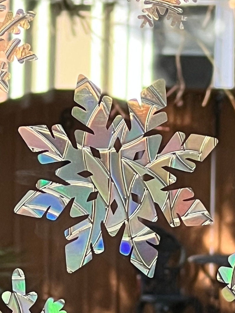 WINTER SNOWFLAKES Rainbow Maker Suncatcher Sticker, Reusable Vinyl ...