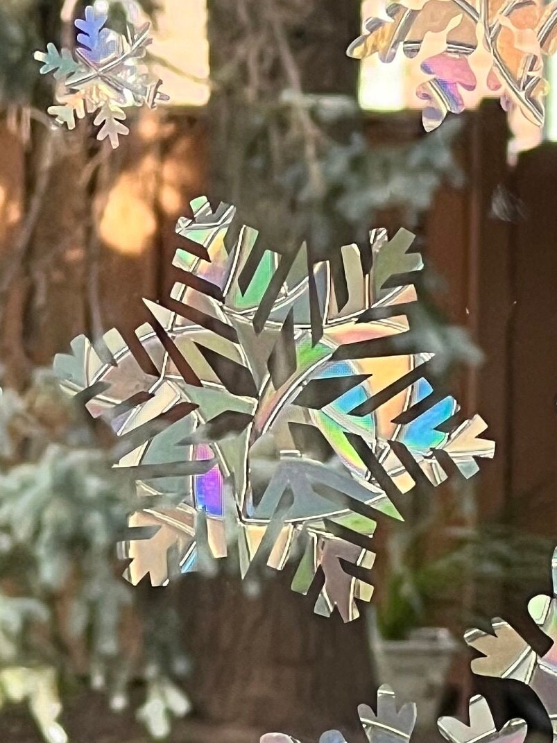WINTER SNOWFLAKES Rainbow Maker Suncatcher Sticker, Reusable Vinyl ...