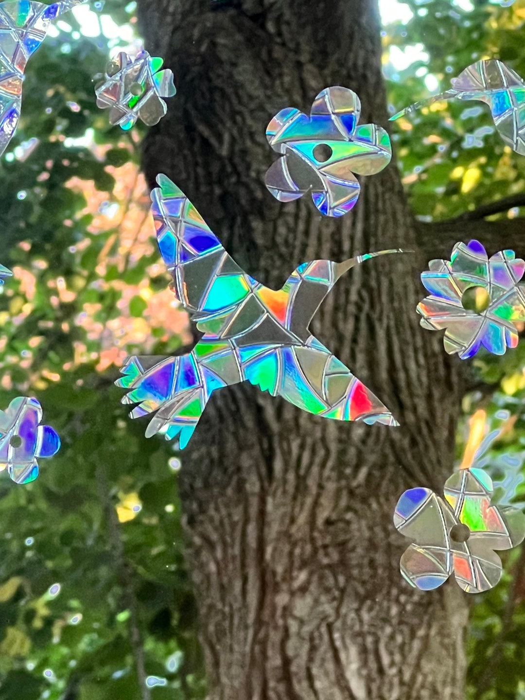 Hummingbirds Suncatcher Sticker Prism Window Clings, Prevent Bird ...