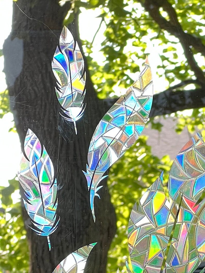 Feathers Sun Catcher Sticker Prism Window Clings, Prevent Bird Window ...