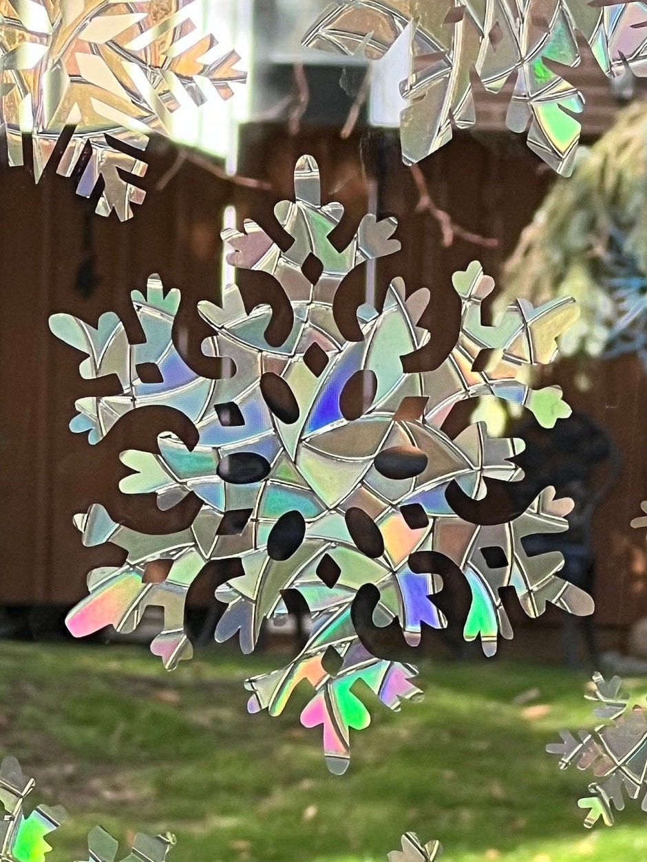 WINTER SNOWFLAKES Rainbow Maker Suncatcher Sticker, Reusable Vinyl ...