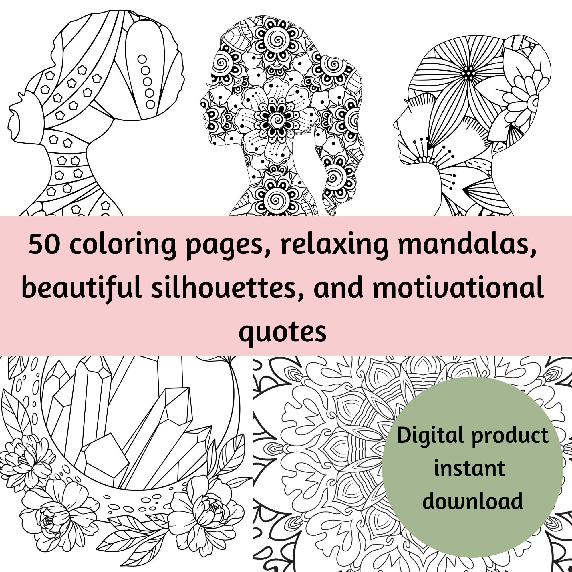 Digital Coloring Pages| Anxiety Relief Coloring Pages for Women ...