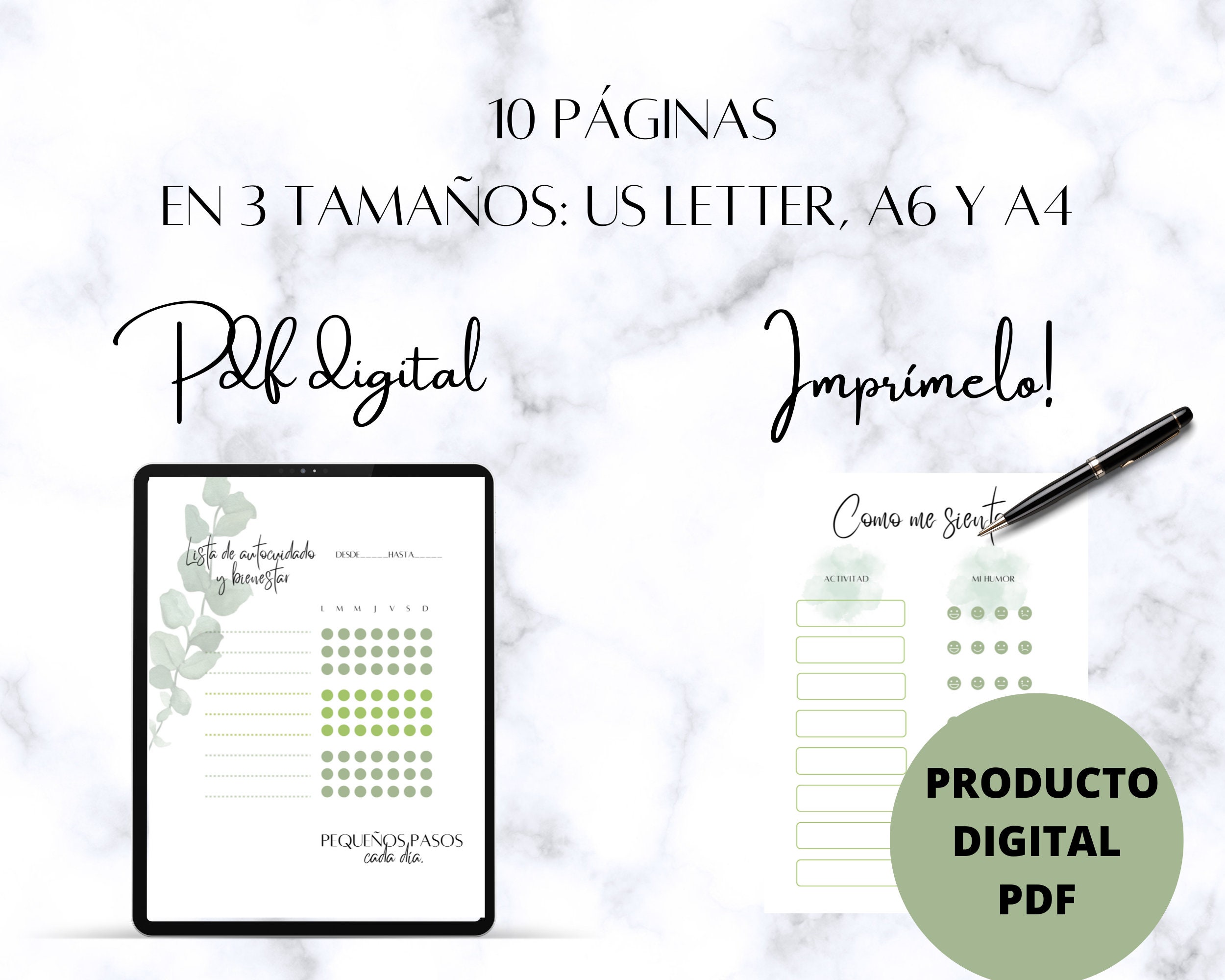Spanish Digital Self-care Planner| Calendario Digital Del Bienestar En ...