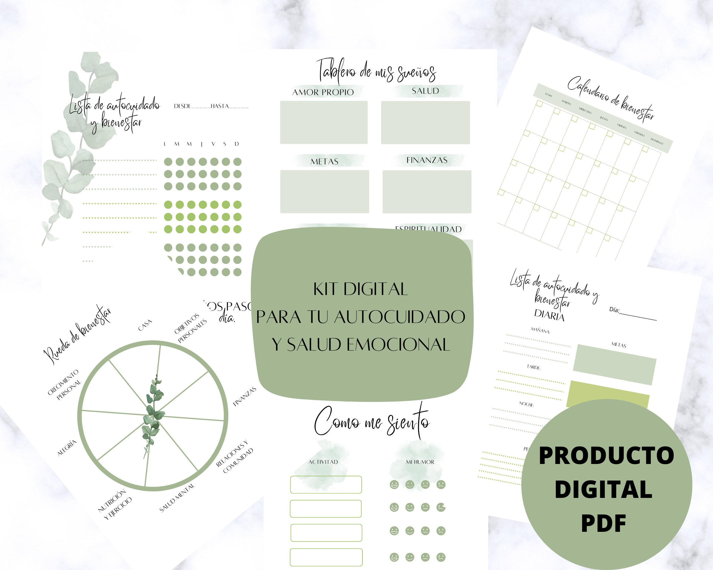 Spanish Digital Self-care Planner| Calendario Digital Del Bienestar En ...