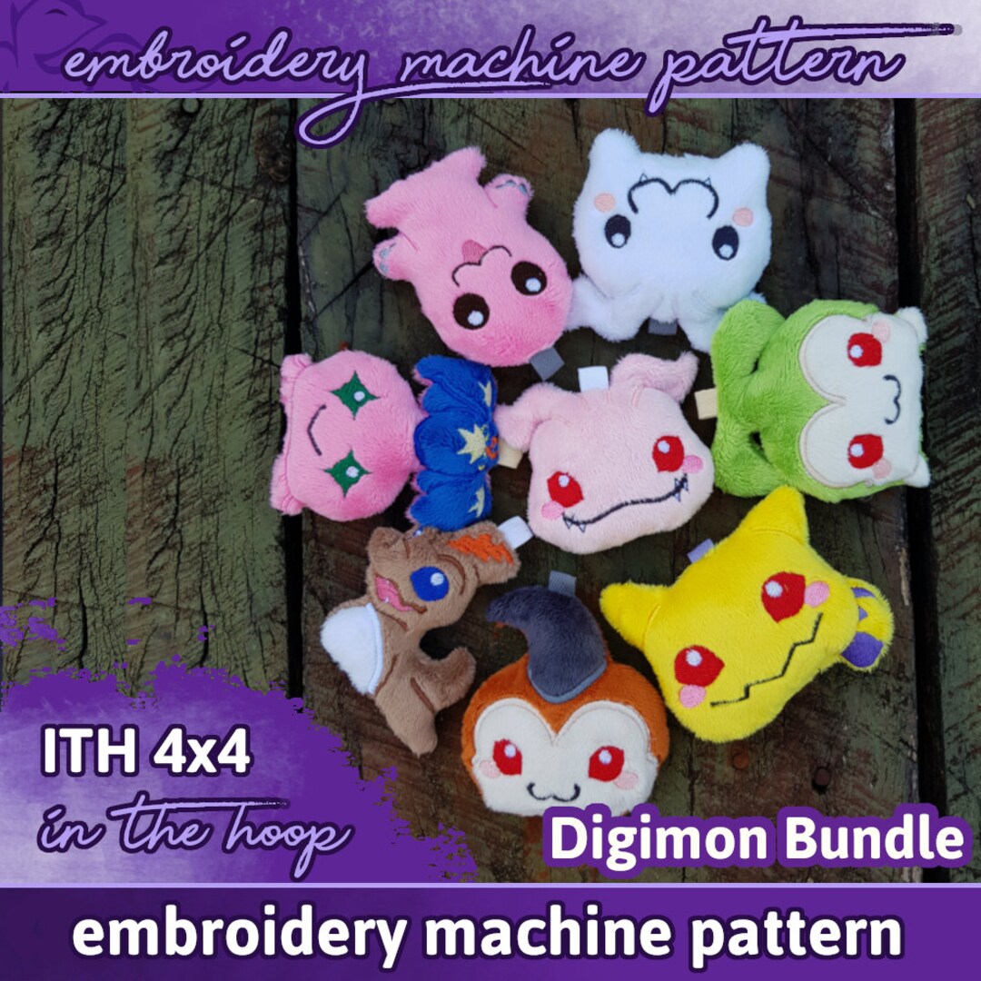 ITH PATTERN 4x4 / 10 X 10 Cm Digi Bundle Tsunomon Koromon Tanemon ...