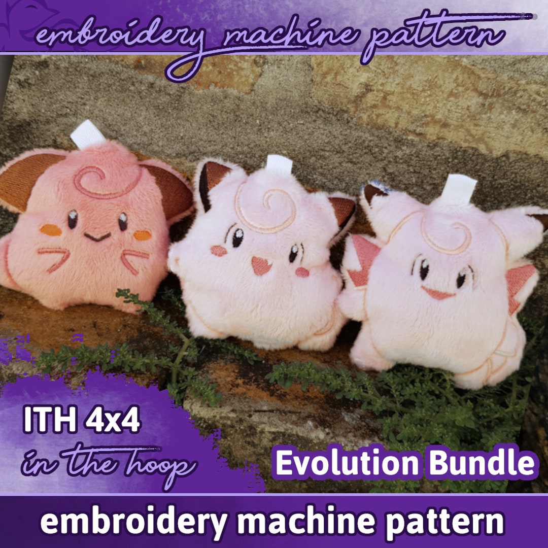 ITH PATTERN 4x4" / 10 X 10 Cm Cleffa Clefairy Clefable Bundle Pii Piepi ...