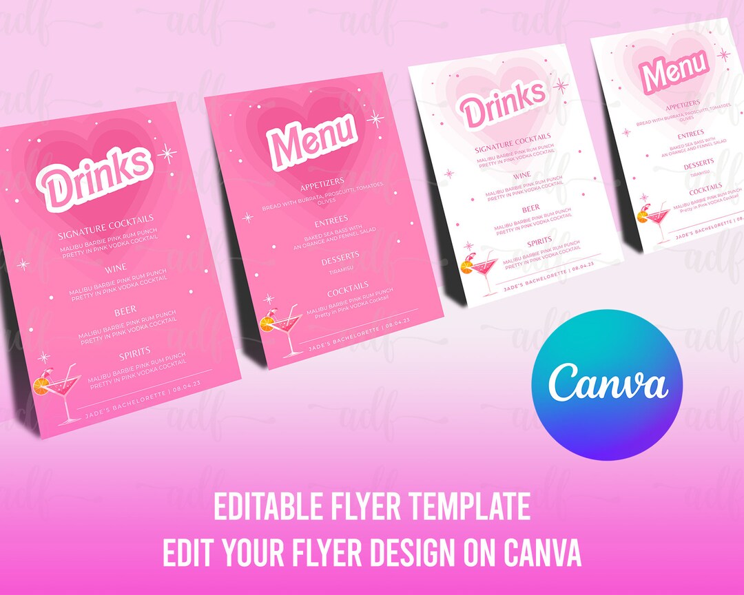 Doll-themed Menu Template Pack, Doll Bar Menu | Menu Template, Bar Sign ...