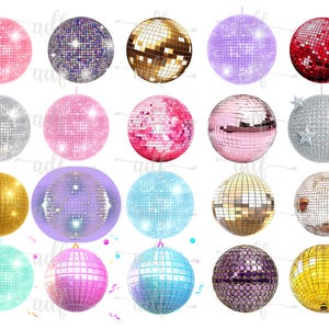 Disco Ball Clipart Set: Glitter Mirror Ball PNG Bundle (digital ...