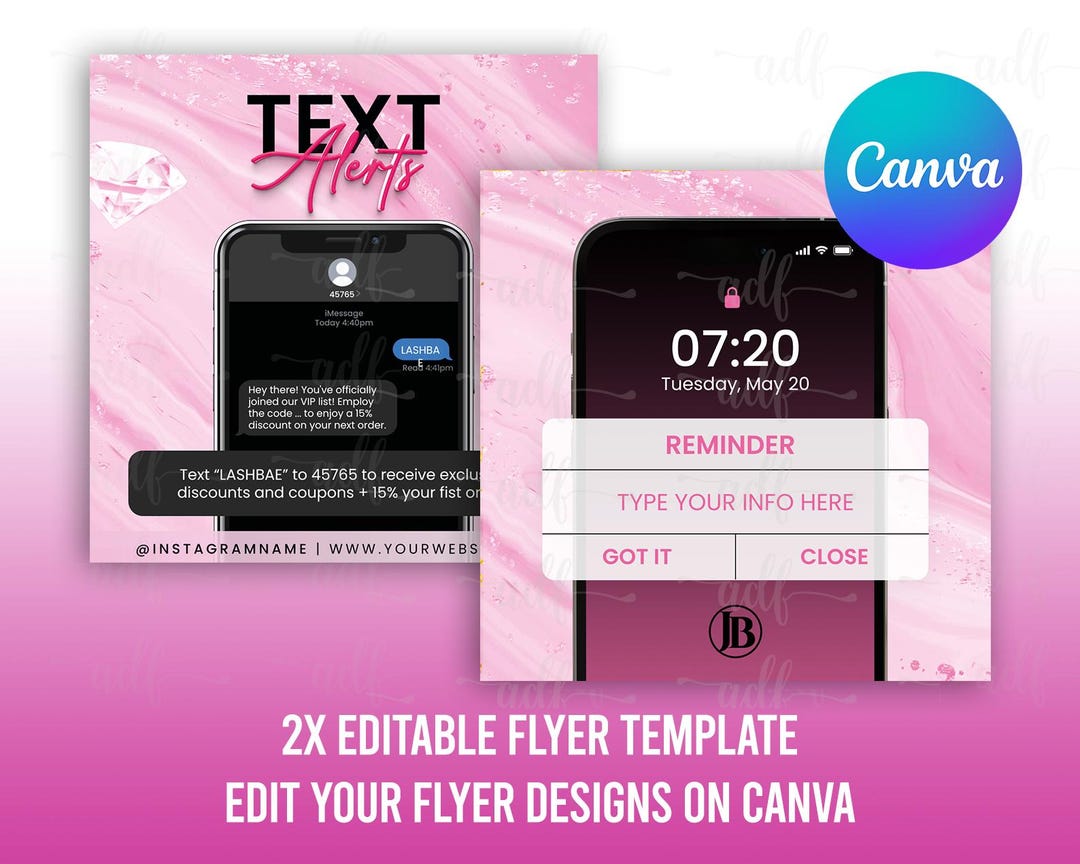 2x Editable Text Alerts Template, Text Notification Flyer, Canva ...