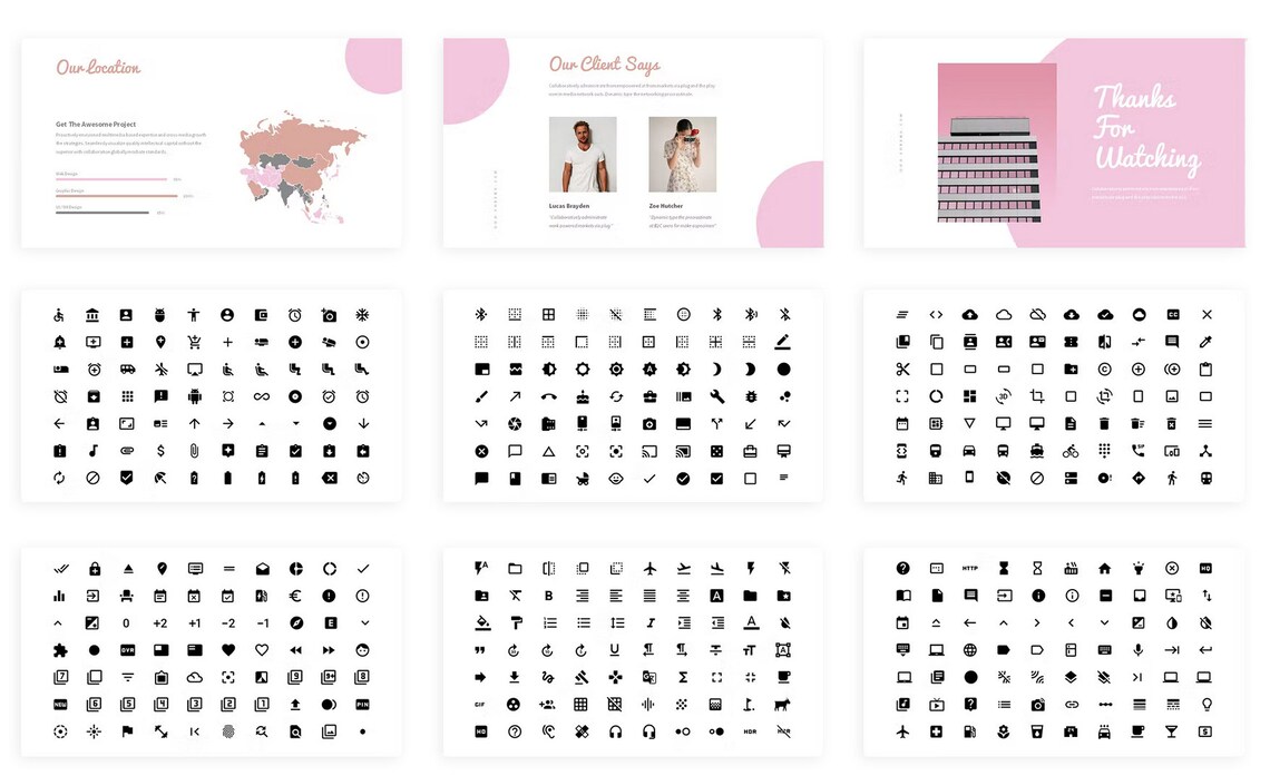 PINK POWERPOINT TEMPLATE, Modern Pink Template, Pink Pitch Deck, Course ...