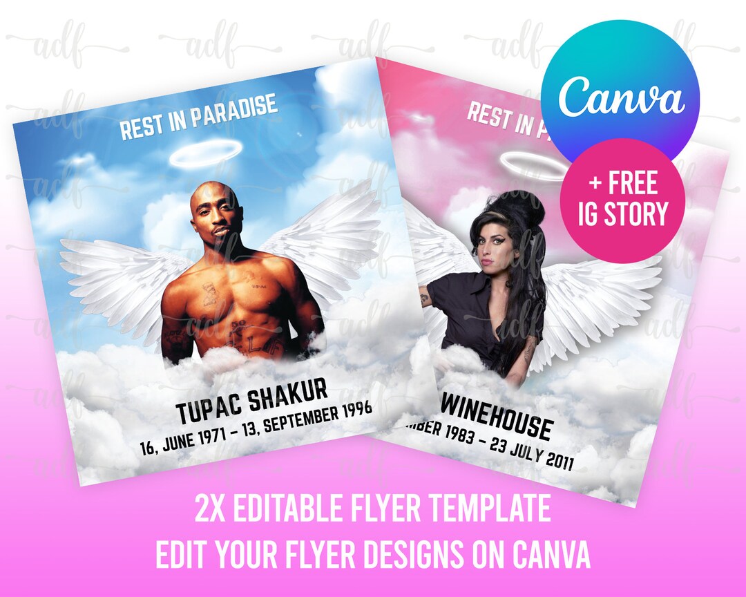 RIP Angel Wings Instagram Template, Instant Download, Digital Memorial ...