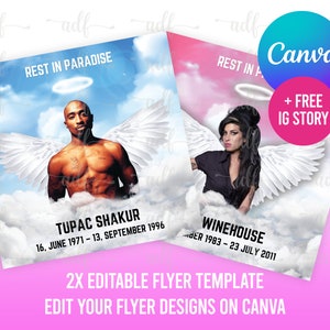 RIP Angel Wings Instagram Template, Instant Download, Digital Memorial ...