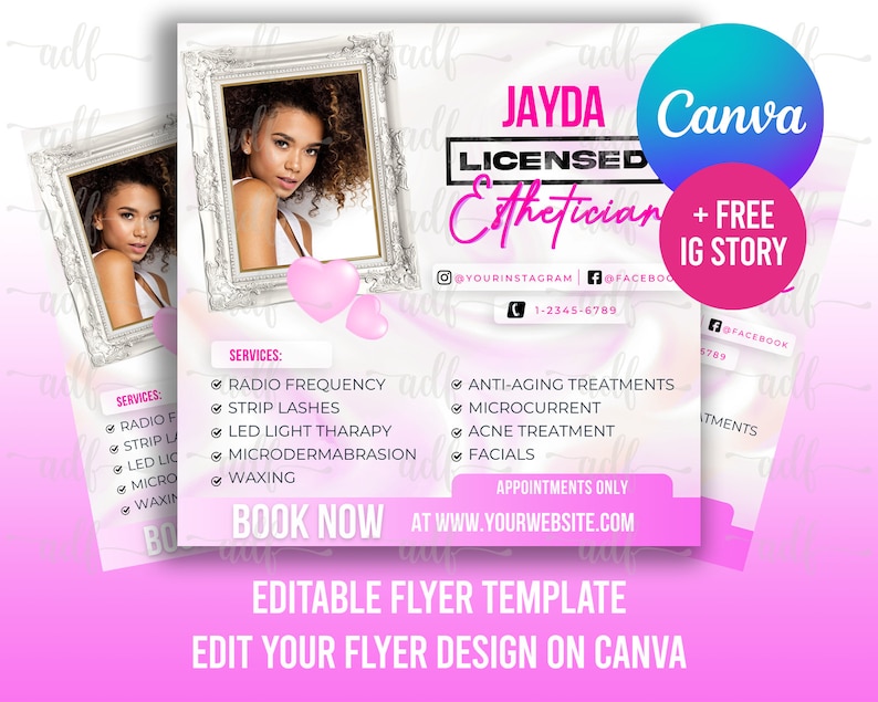 Esthetician Flyer DIY Esthetician Template Editable Social - Etsy