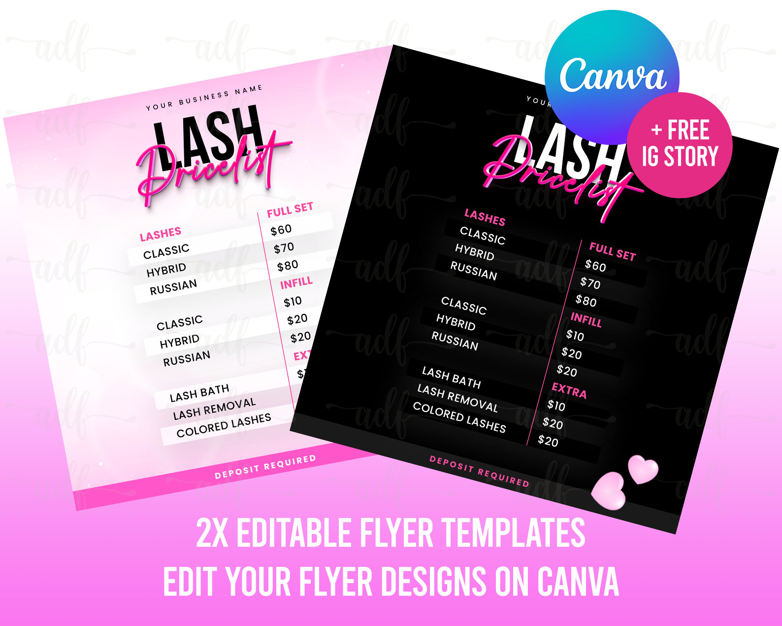 DIY Premade Lash Price List Canva Template Eyelash - Etsy