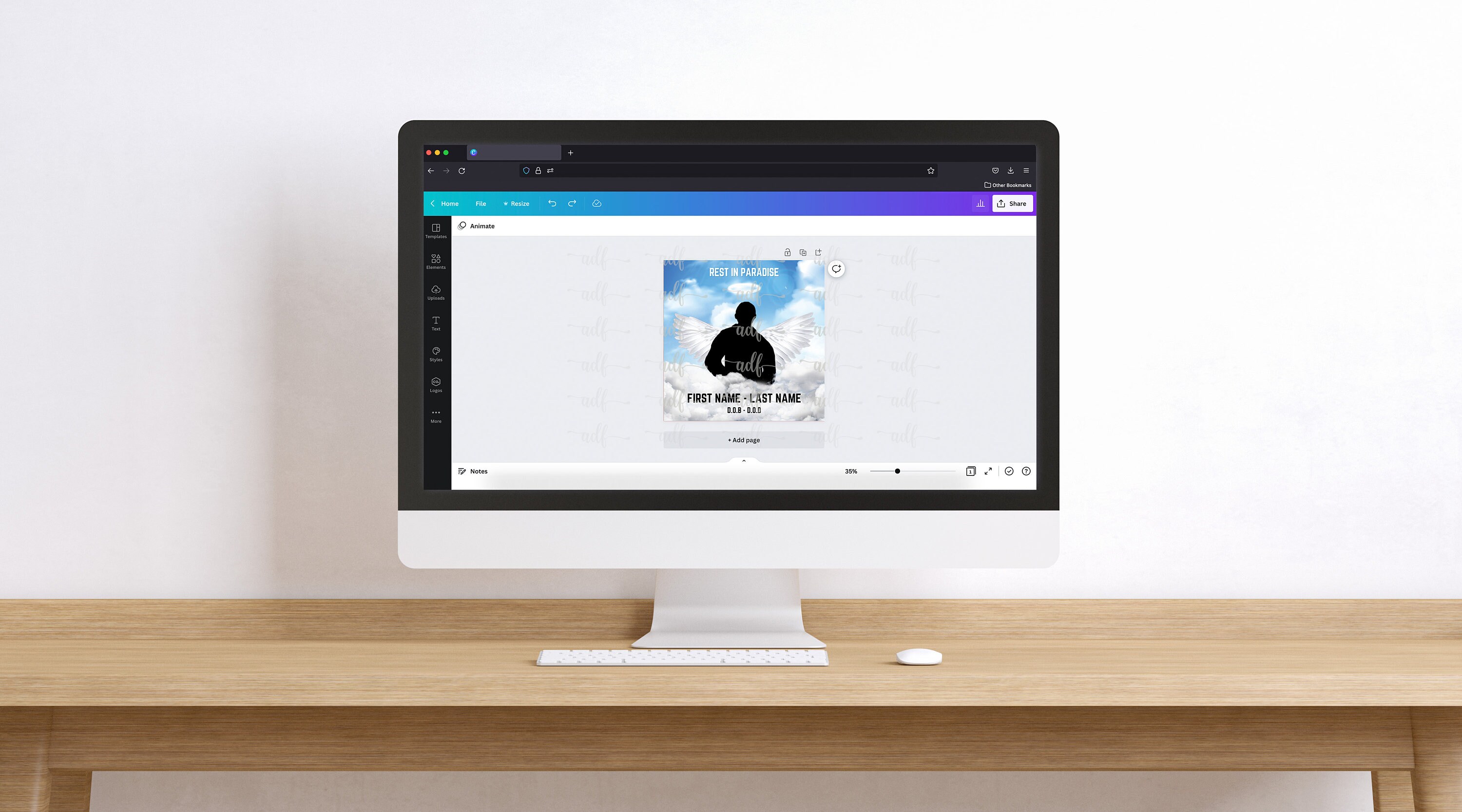 RIP Angel Wings Instagram Template, Instant Download, Digital Memorial ...