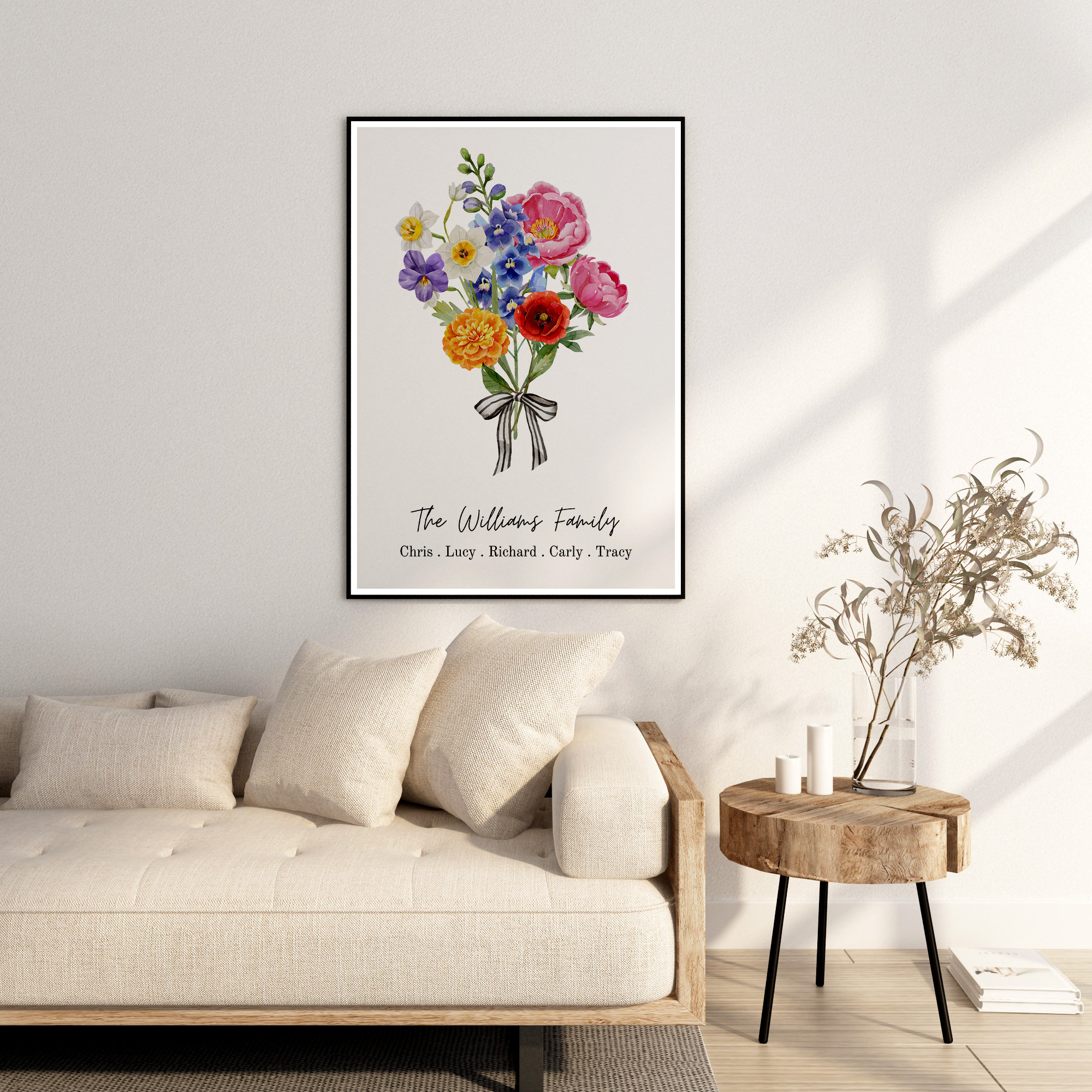 Birth Flower Family Bouquet, DIY Birth Month Flower Art, Grandma's ...