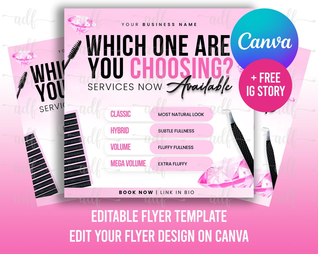 Lash Extension Flyer, Premade Business Social Media Flyer, Lash Book ...
