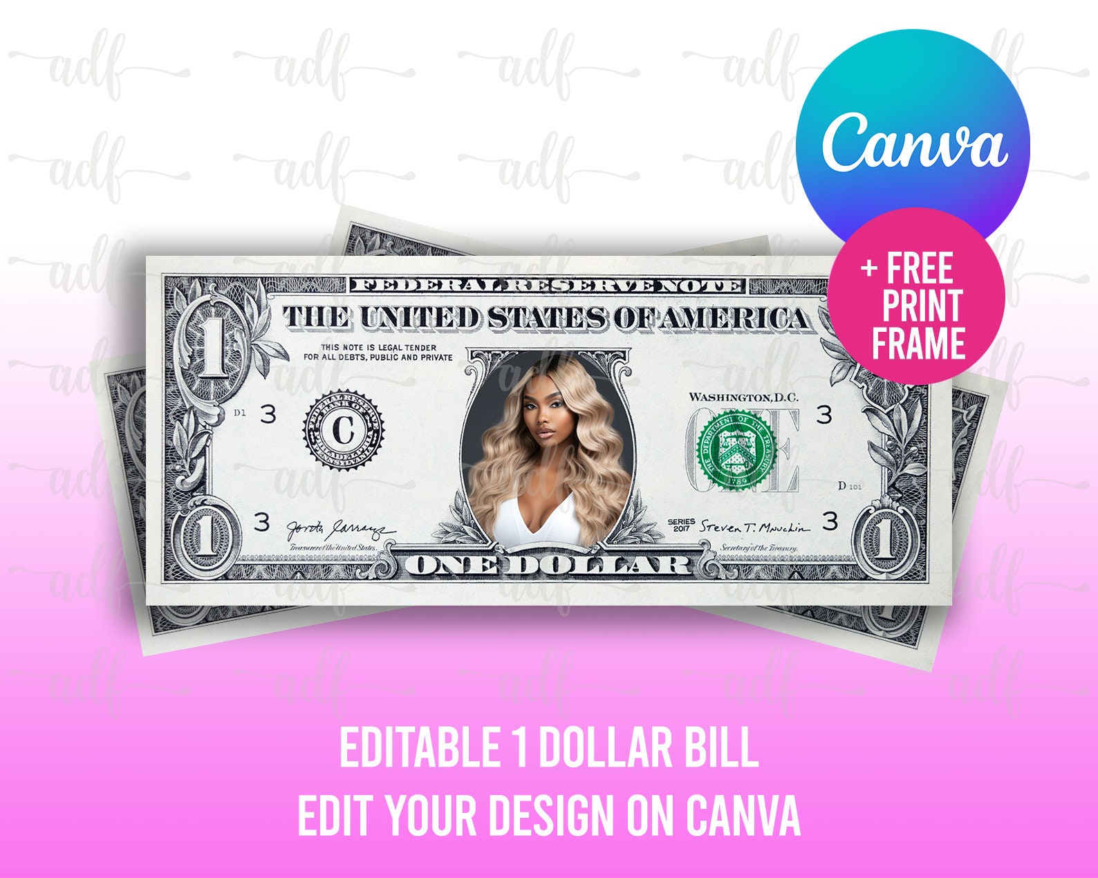 Customizable Dollar Bill Template: Canva Editable Prop Money (digital ...