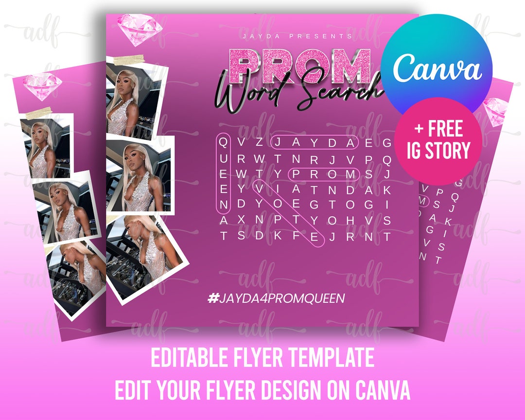 Editable Prom Queen Flyer, Name up to 8 Letters, Vote for Me, Prom ...