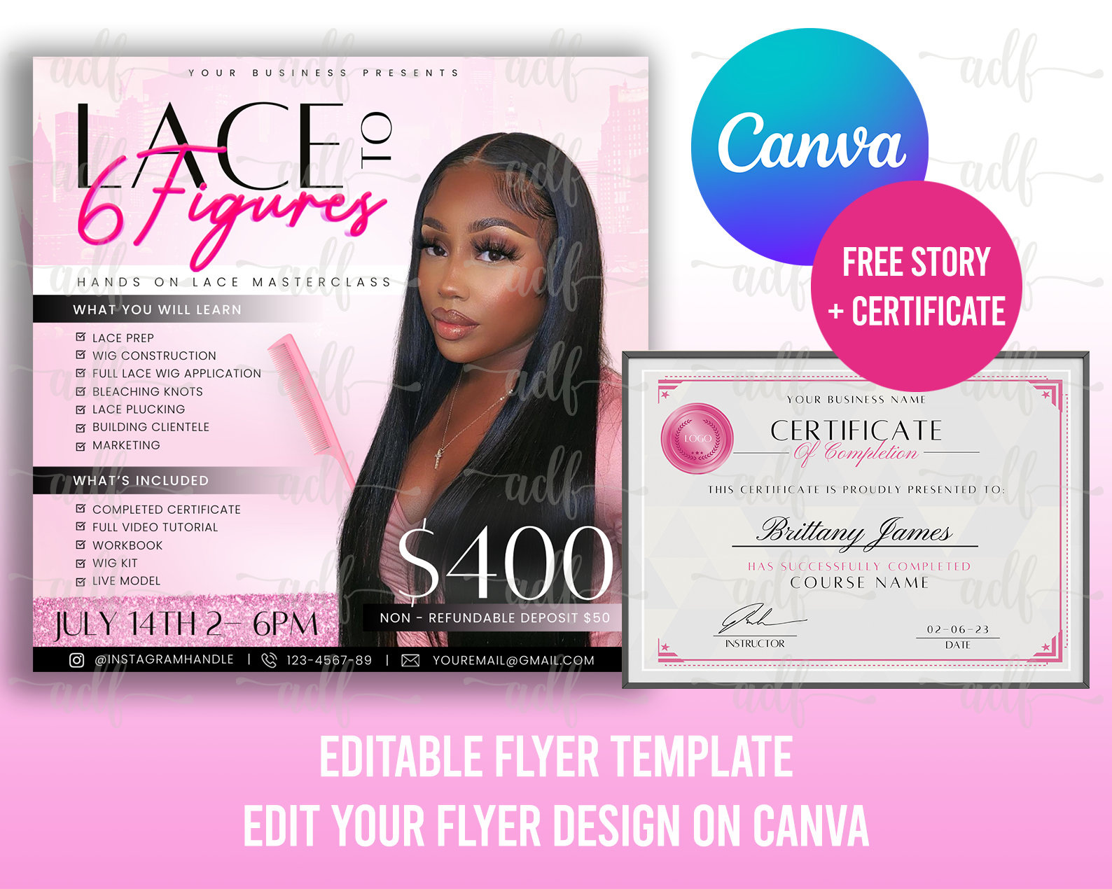 DIY Wig Class Flyer Template Wig Course Flyer Lace Wig - Etsy