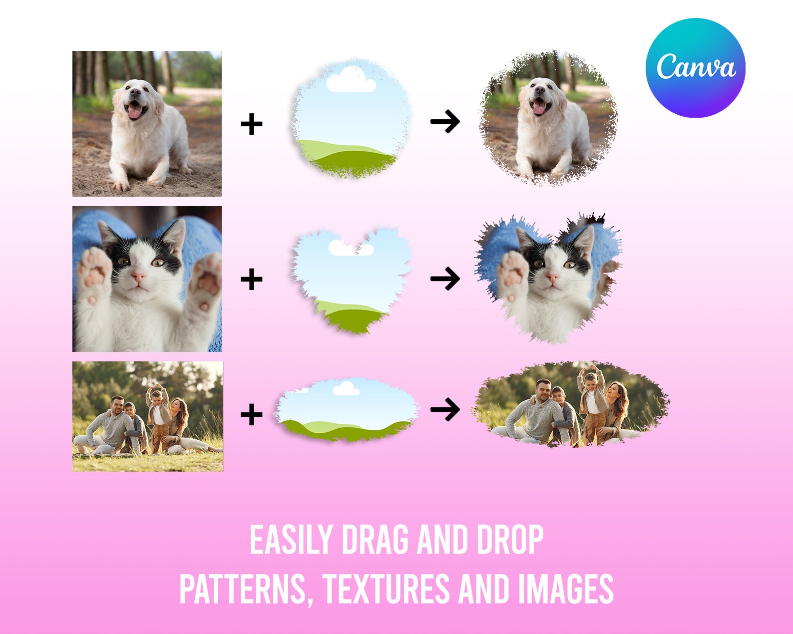 34 Bleach Effect Frames, Editable Drag and Drop Frames, Distressed Edge ...