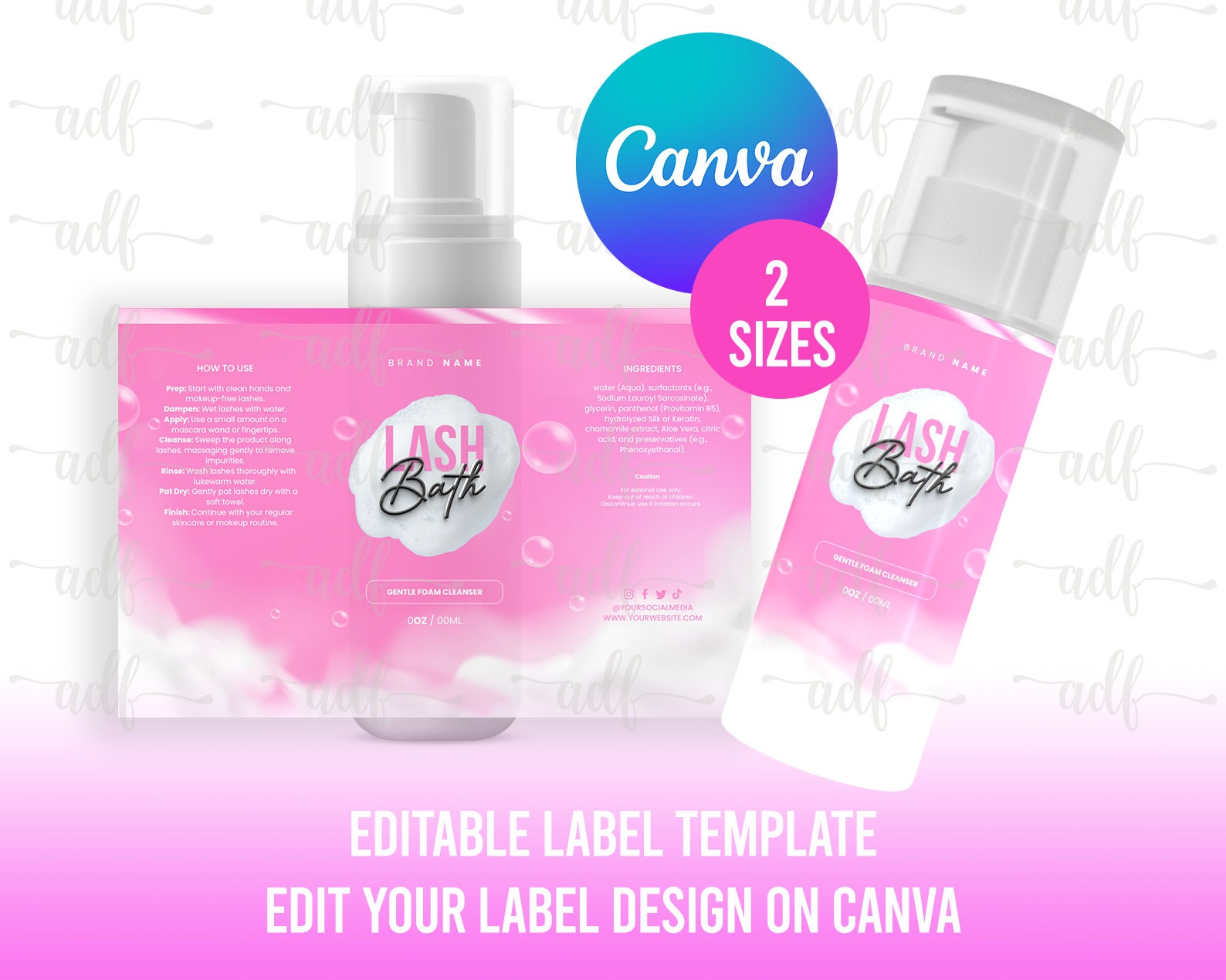 LASH FOAM LABEL, Bottle Label, Lash Extentions, Eyelash Cleanser, Lash ...