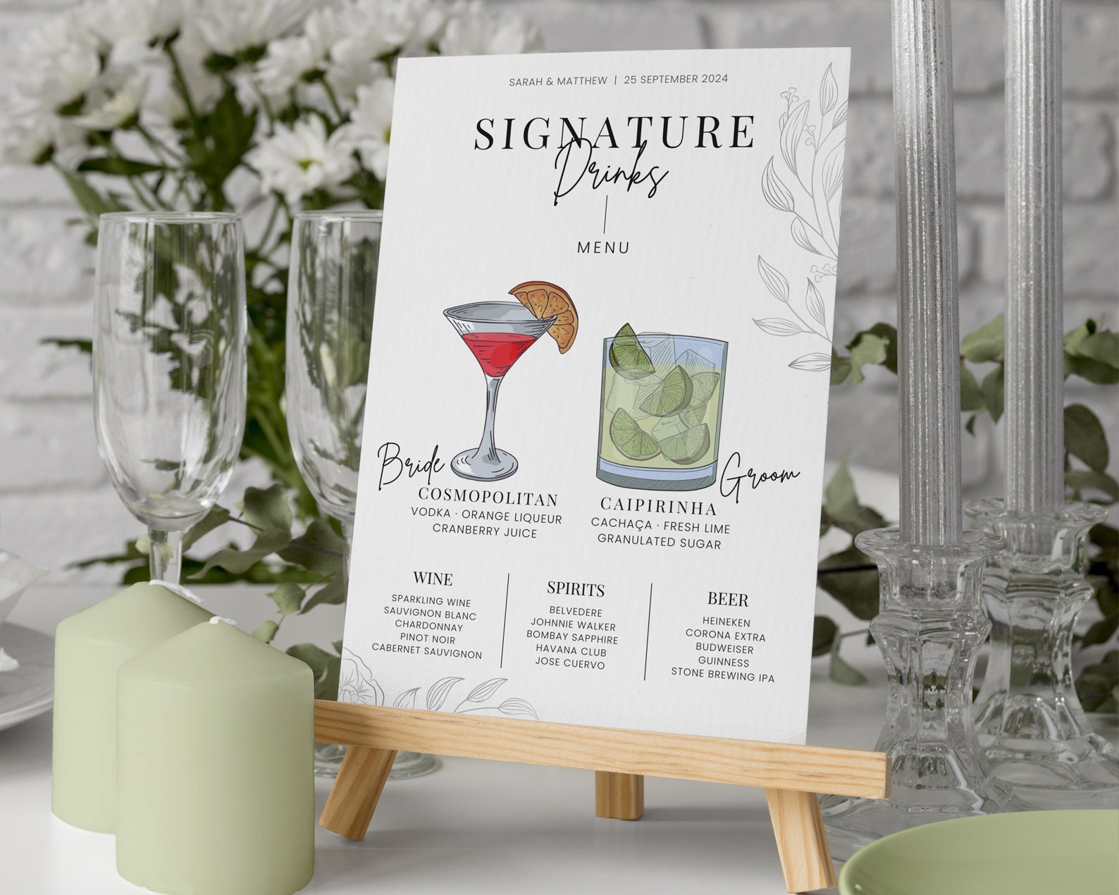Printable Signature Cocktails Sign, Editable Signature Cocktails ...