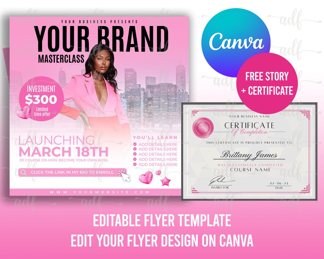 ONLINE COURSE FLYER, Premade Business Social Media Flyer, Masterclass ...