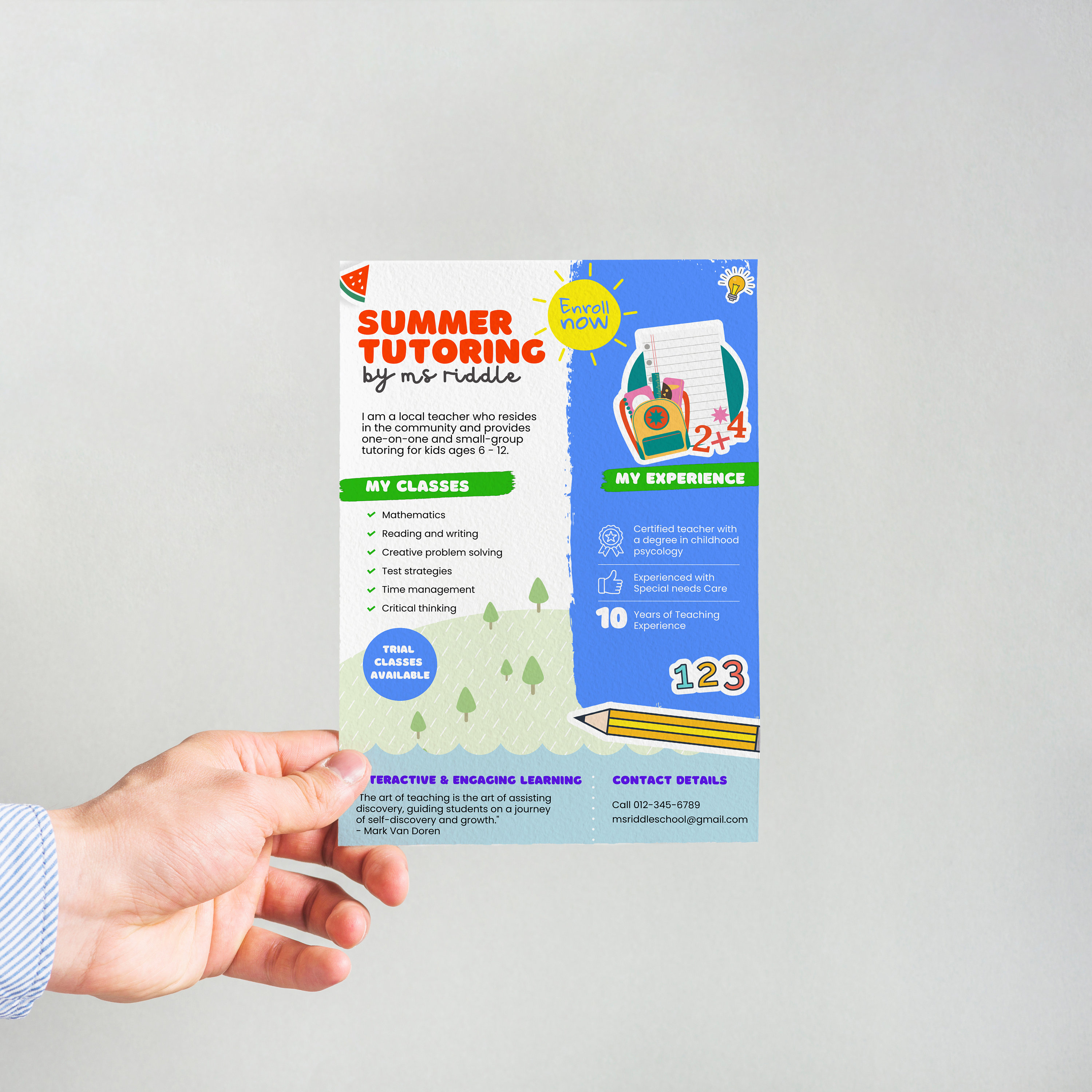 Tutoring Flyer, Editable Tutoring Flyer, Customizable Teaching Flyer ...