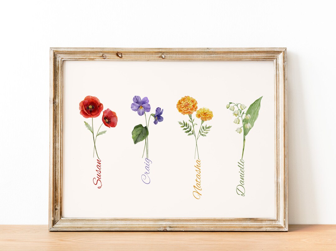 Birth Flower Family Bouquet, DIY Birth Month Flower Art, Grandma's ...