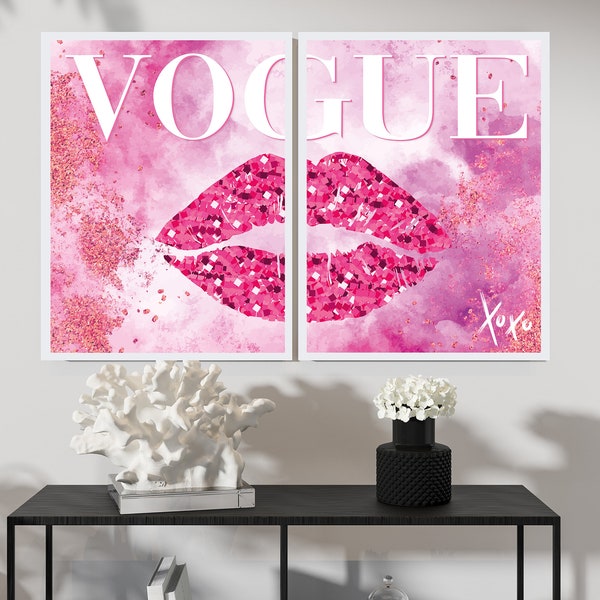 Pink Vogue Magazine Poster - Etsy