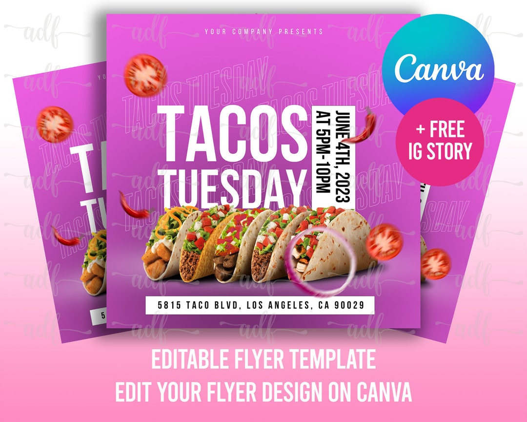 Taco Tuesday Flyer, Taco Tuesday Flyer, DIY Birthday Flyer, Brunch ...