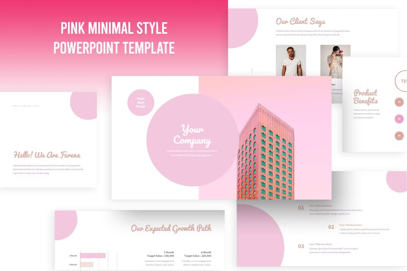 PINK POWERPOINT TEMPLATE, Modern Pink Template, Pink Pitch Deck, Course ...
