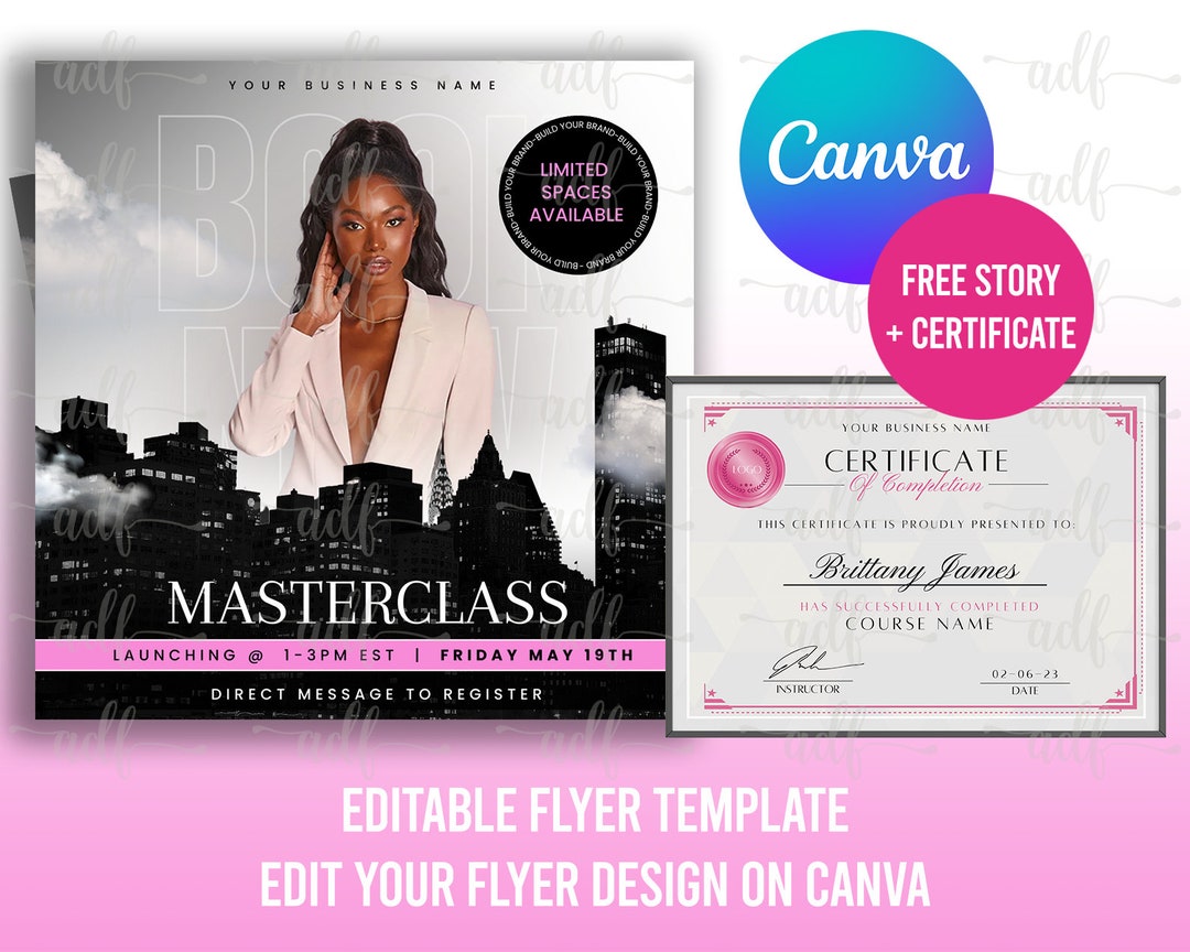 DIY Course Flyer, Canva Template, Editable Canva Flyer, Masterclass ...