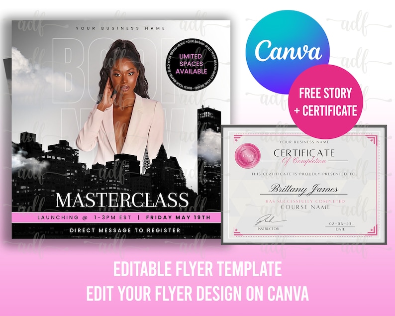 DIY Course Flyer, Canva Template, Editable Canva Flyer, Masterclass ...