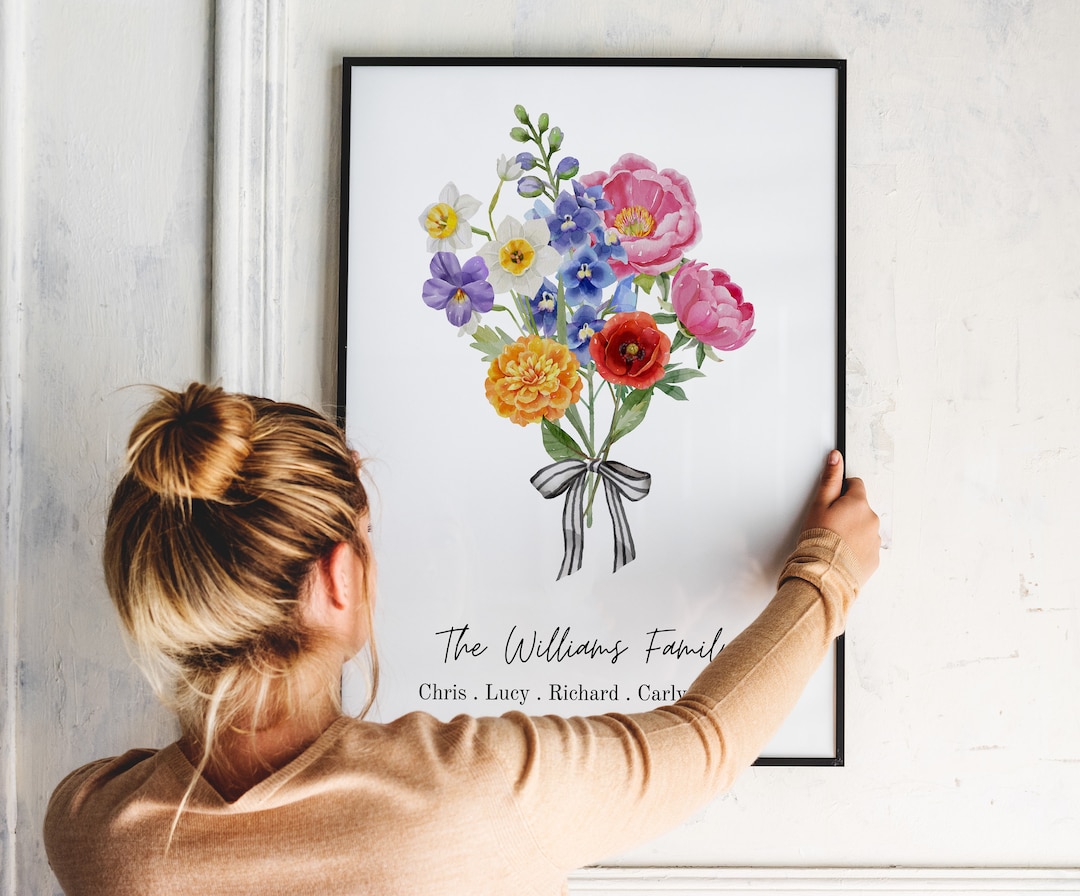 Birth Flower Family Bouquet, DIY Birth Month Flower Art, Watercolor Art ...