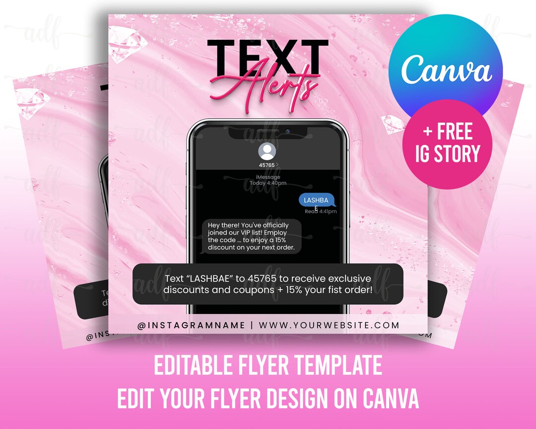 Editable Text Alerts Template Text Notification Flyer Canva Template