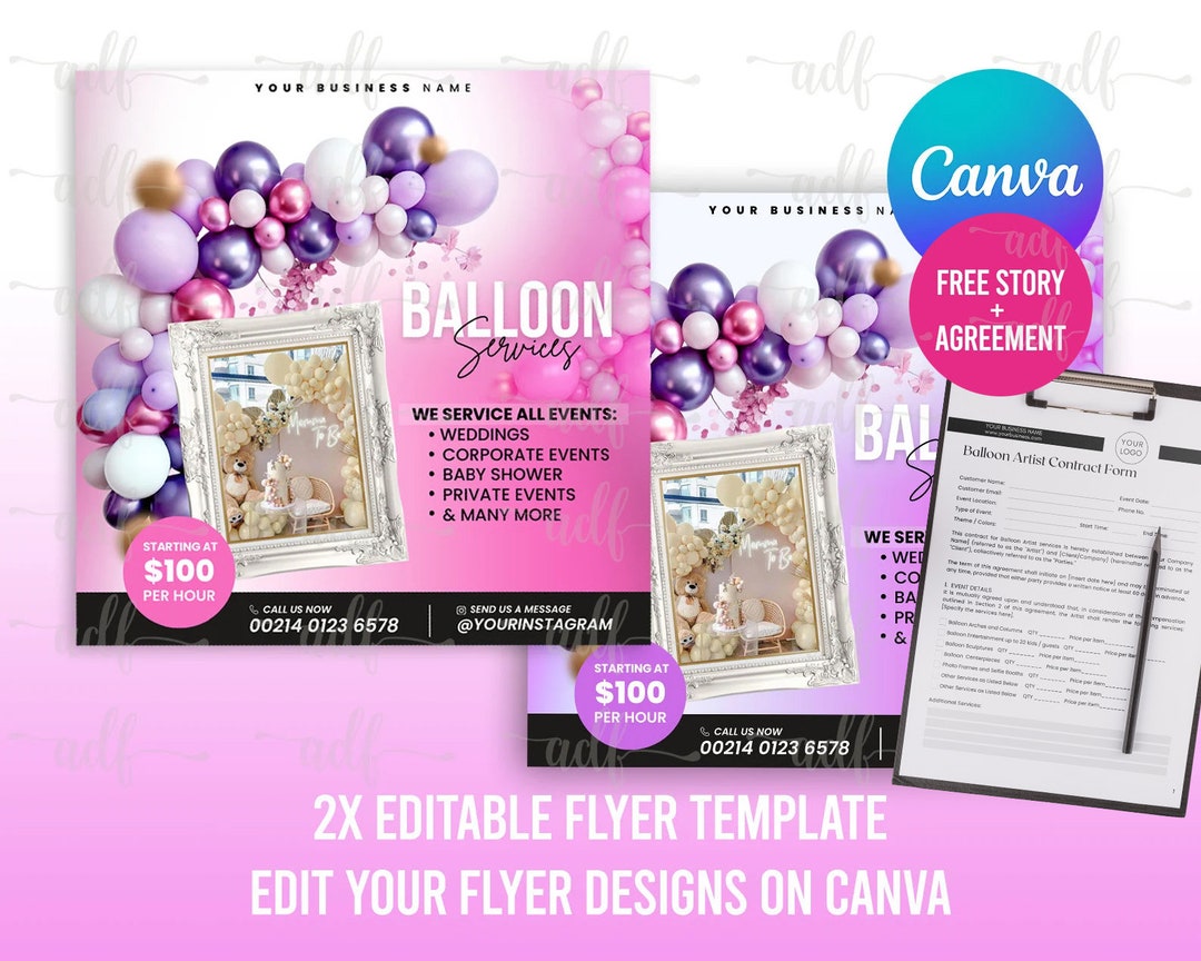 Balloon Artist Flyer Template: Event Design, Social Media (canva ...