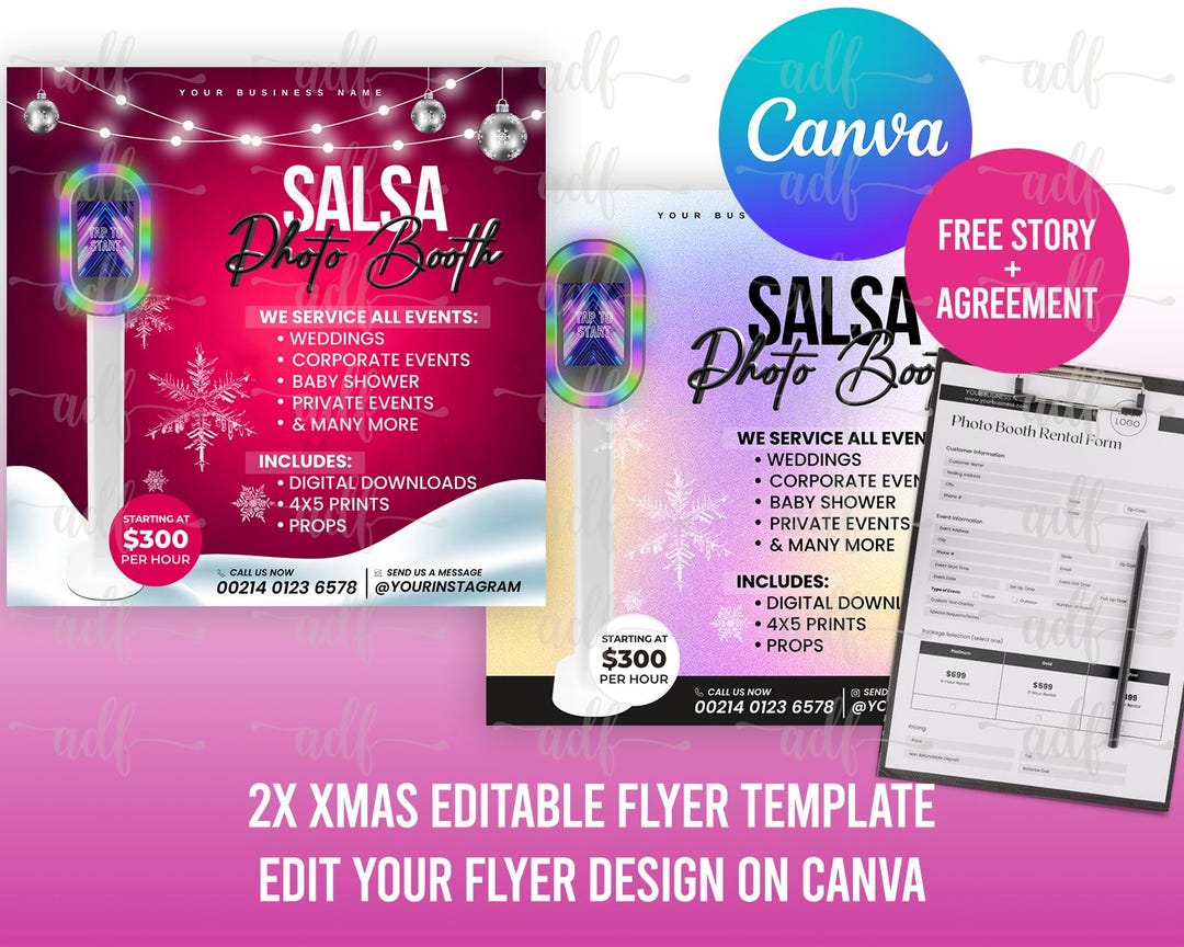 Salsa Photo Booth Flyer Template: Christmas Event, Editable Canva ...