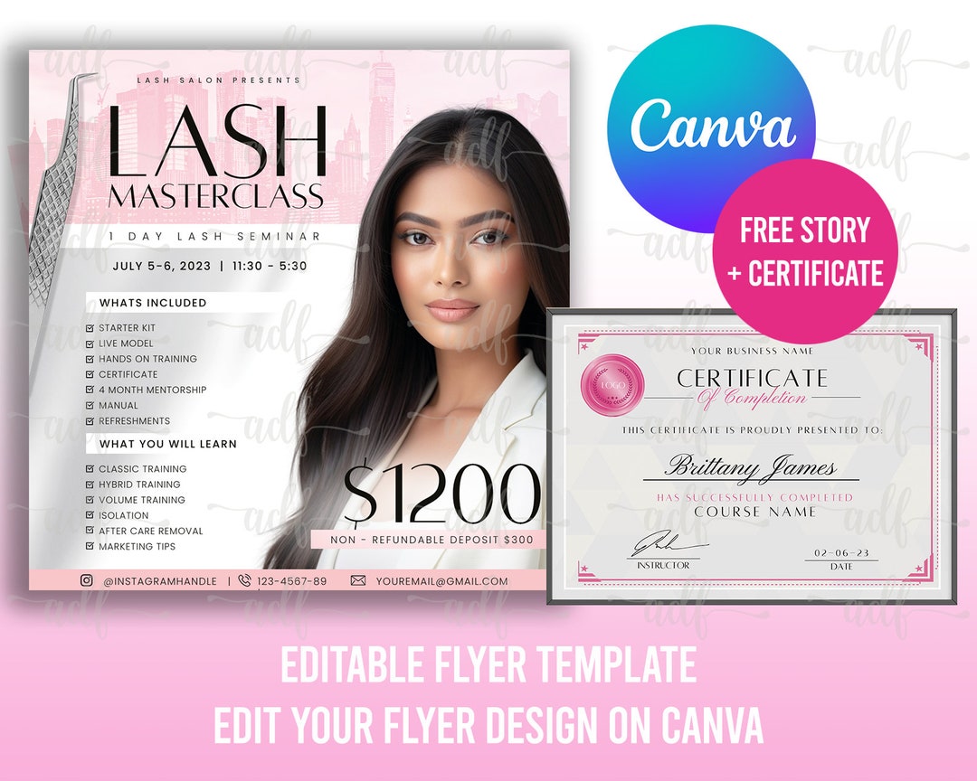 Lash Class Flyer, Course Flyer, Lash Training Course, Book Now Training ...