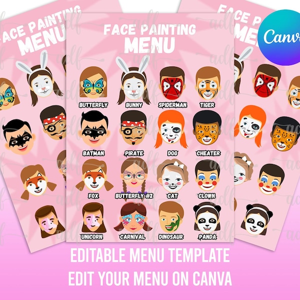 Face Painting Menu - Etsy