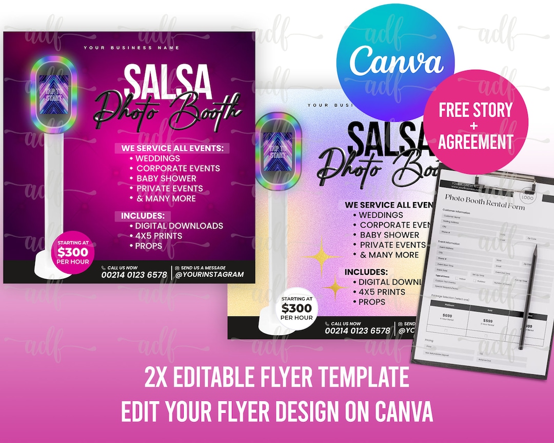 2x SALSA Photo Booth Flyer, Premade Business Social Media Flyer, SALSA ...
