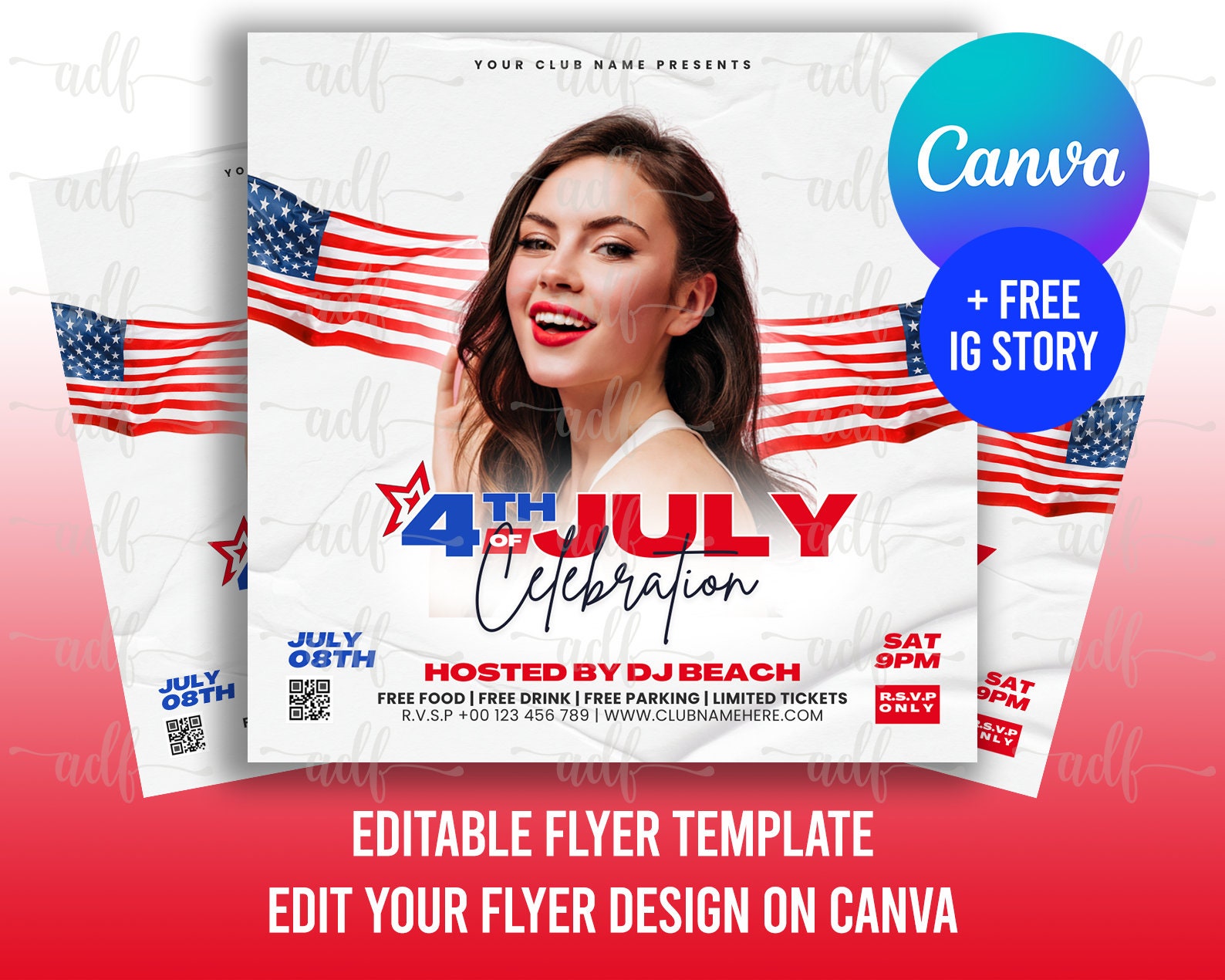 4th of July Flyer Template, Fourth of July, Party Flyer, Invitation ...